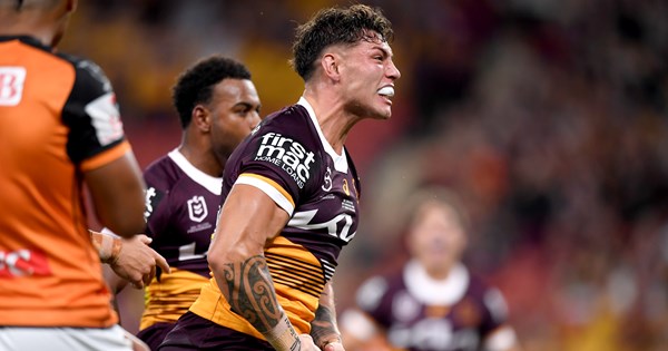 Jordan Riki, Brisbane Broncos, NRL season 2023, Round 5, Wests Tigers ...