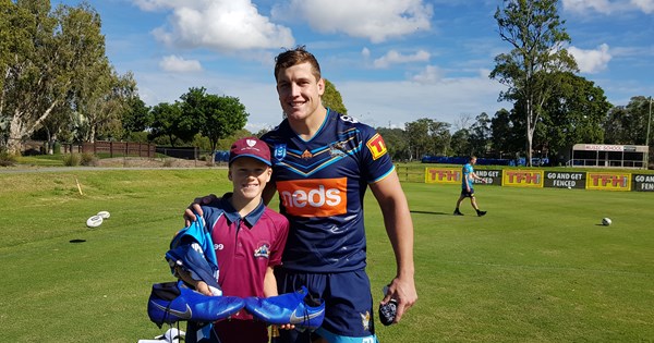 Gold Coast Titans players heard schoolboy Aiden Barr tell them of his ...