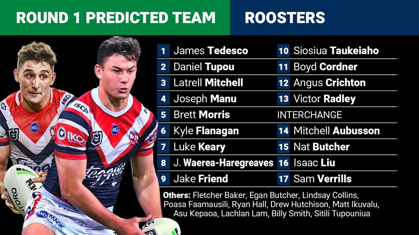Sydney Roosters: 2020 round 1 predicted team - NRL