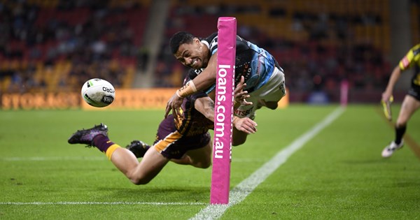 NRL 2020: Tackle of the Week, Round 12, Kotoni Staggs monsters Mulitalo ...