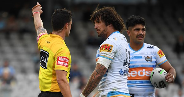 NRL 2020: Gold Coast Titans Kevin Proctor sent off for biting as ...