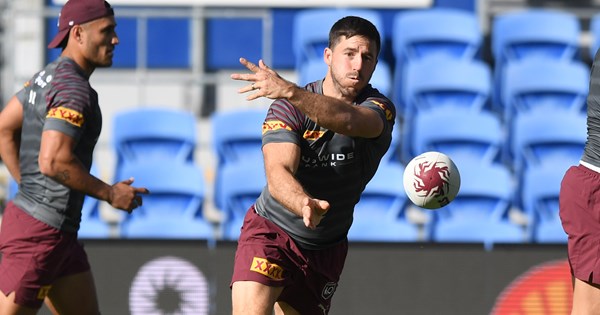 NRL 2021; State of Origin 2021; Queensland Maroons; Ben Hunt bounces ...