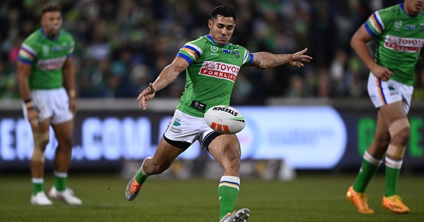 NRL 2023, Canberra Raiders, Jamal Fogarty, halfback, kicking, bombs ...
