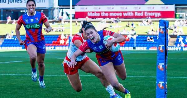 NRLW 2025, Newcastle Knights, Keighley Simpson, debut hat-trick, 18th ...
